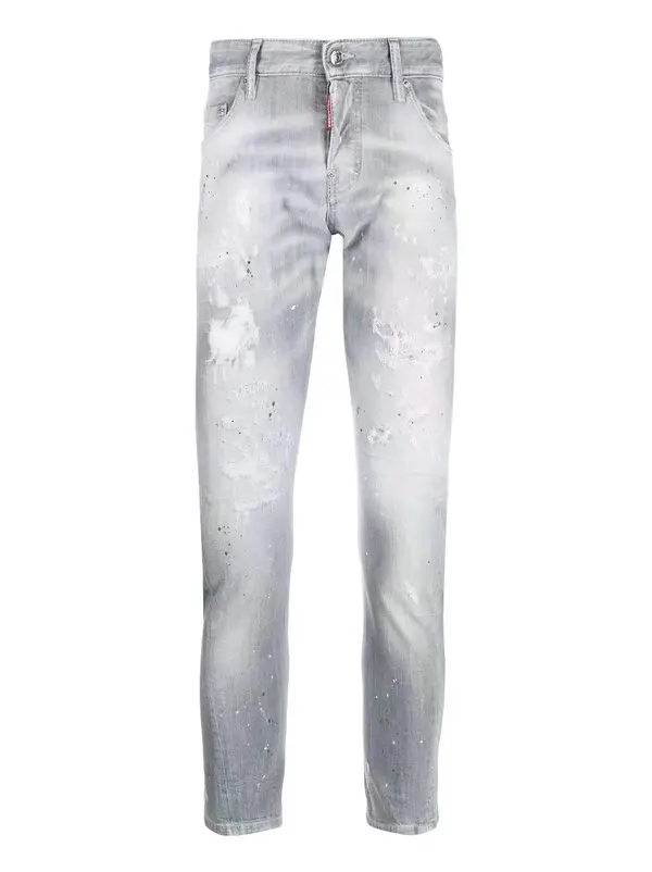 Dsquared2 Mid-rise Distressed Skinny Jeans - Grey