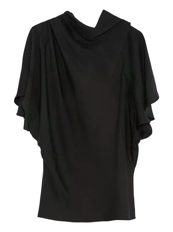 YVES SALOMON Asymmetric Matte-satin Top - Black