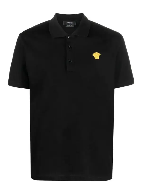 Versace Medusa Embroidered Polo Shirt - Black