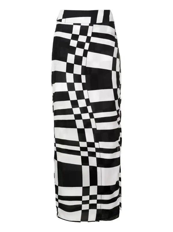 AMIR SLAMA Geometric-print Midi Skirt - Black