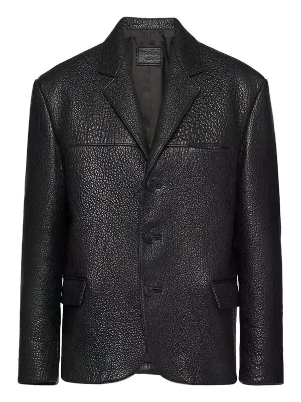 Prada Single-breasted Leather Jacket - Black