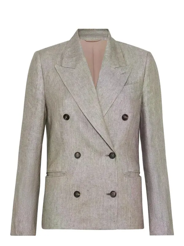 Brunello Cucinelli Mélange-effect Blazer With Monili Detailing - Brown