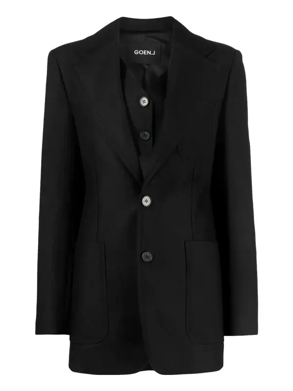 Goen.j Notched-lapels Single-breasted Blazer - Black
