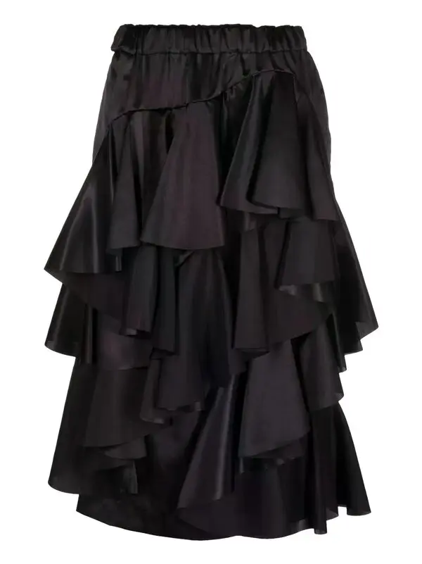 Comme Des Garçons Ruffled Tiered Midi Skirt - Black