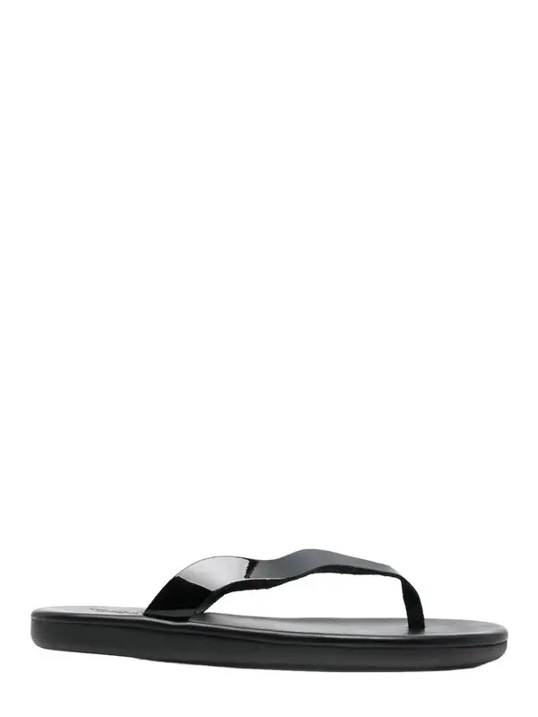 ANCIENT GREEK SANDALS Laconia Leather Flip Flops - Black