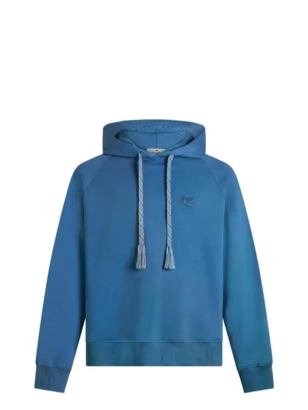 Etro Pegaso-embroidered Drawstring Hoodie - Blue