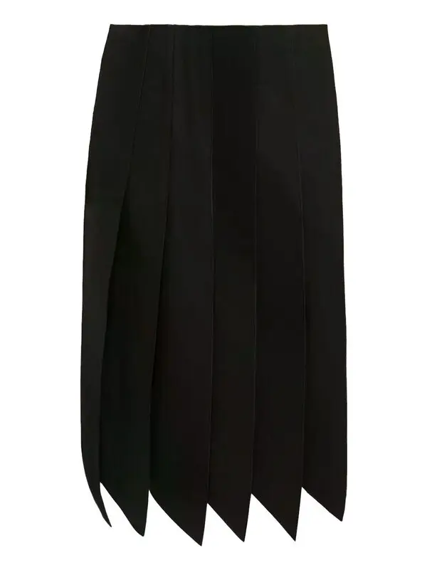 Victoria Beckham Pleated Silk Midi Skirt - Neutrals