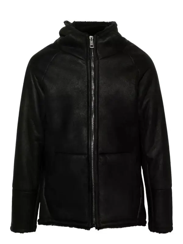 ERALDO Hooded Leather Jacket - Black