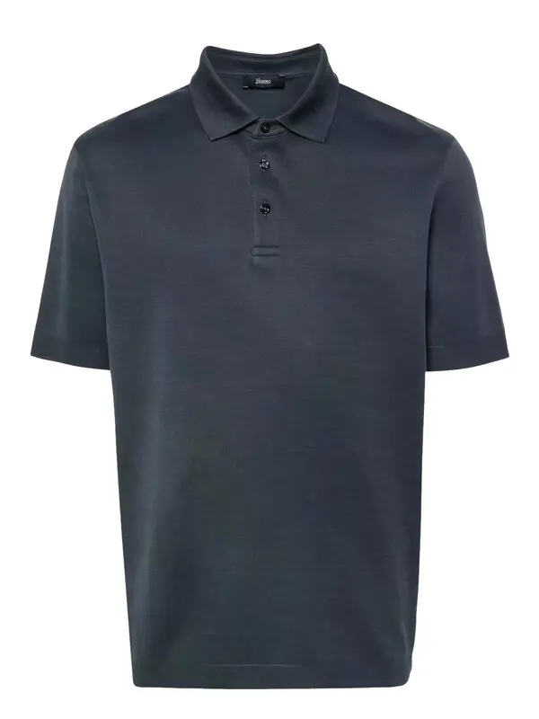 Herno Knitted Cotton Polo Shirt - Blue
