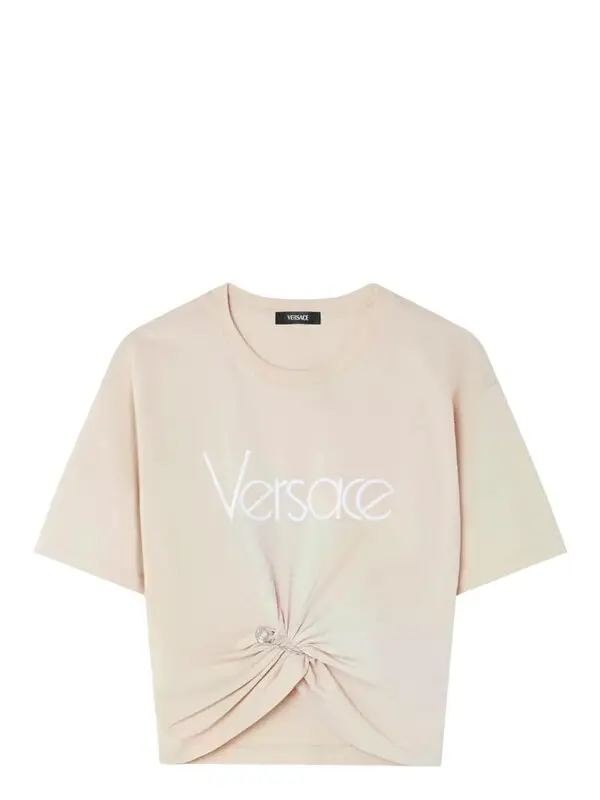 Versace Safety Pin Cropped T-shirt - Neutrals