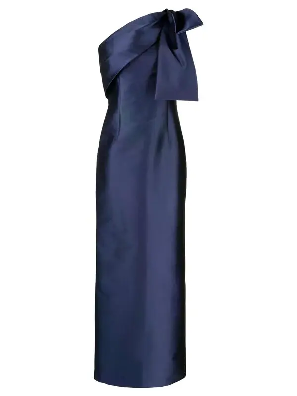 Sachin & Babi Bonnie Bow Satin-finish Gown - Blue