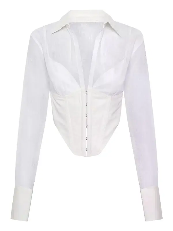 DION LEE Grid Sheer Corset Shirt - White