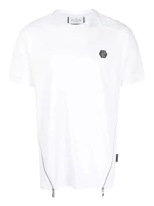 Philipp Plein Logo-patch Zip-detailing T-shirt - White