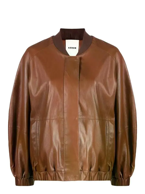 AERON Bloom Lambskin Bomber Jacket - Brown