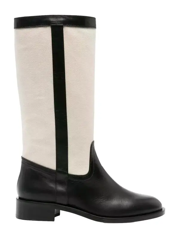 SCAROSSO Tess Panelled Canvas Boots - Neutrals