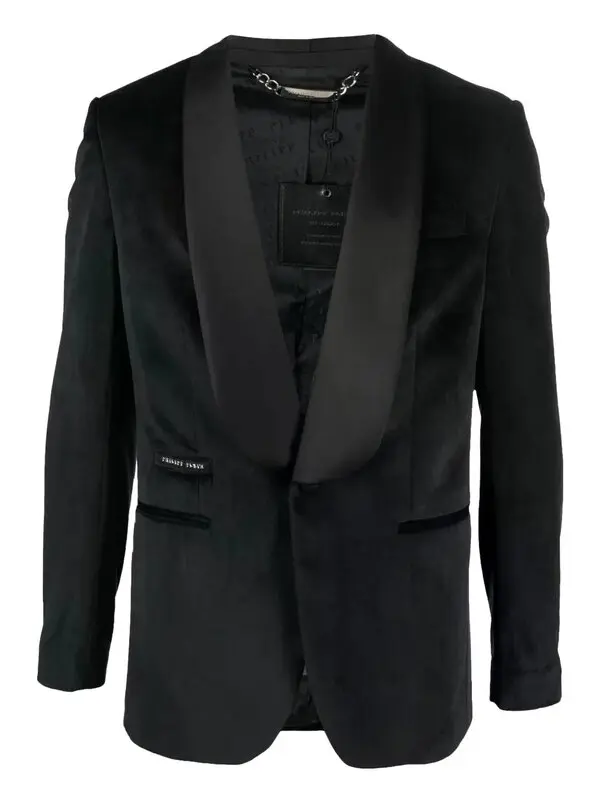 Philipp Plein Single-breasted Velvet Blazer - Black