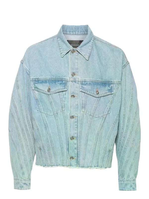 MUGLER Panelled Denim Jacket - Blue