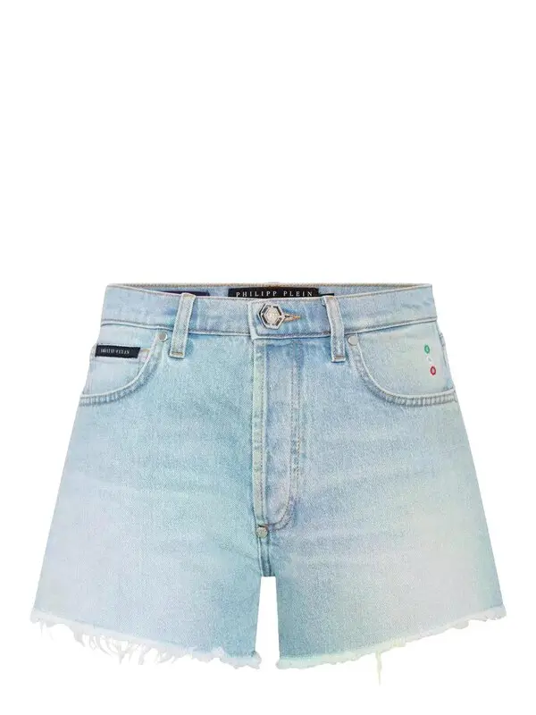 Philipp Plein Logo-appliquéd Denim Mini Shorts - Blue
