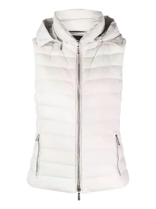 MOORER Detachable-hood Padded Zip-up Gilet - Neutrals