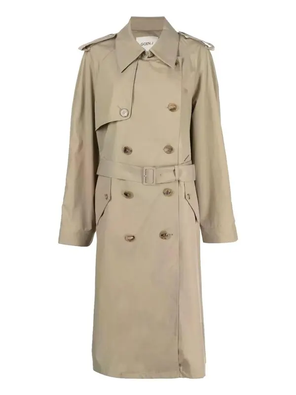 Goen.j Contrast-panel Double-breasted Trench Coat - Brown