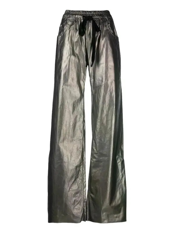 ISAAC SELLAM EXPERIENCE Metallic Calf Leather Trousers - Silver