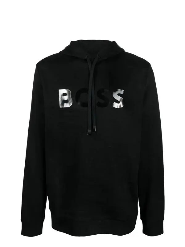 BOSS Logo Drawstring Hoodie - Black