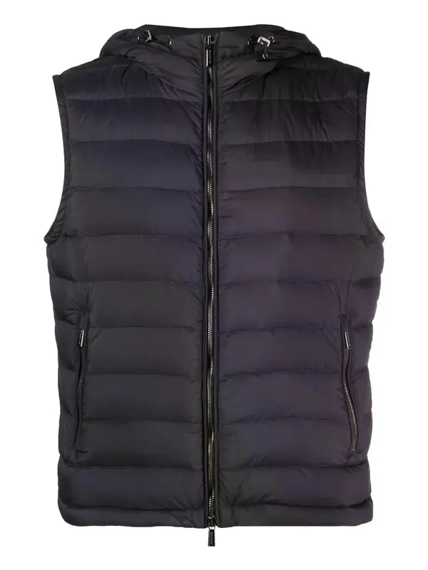 MOORER Zipped Hooded Gilet - Grey
