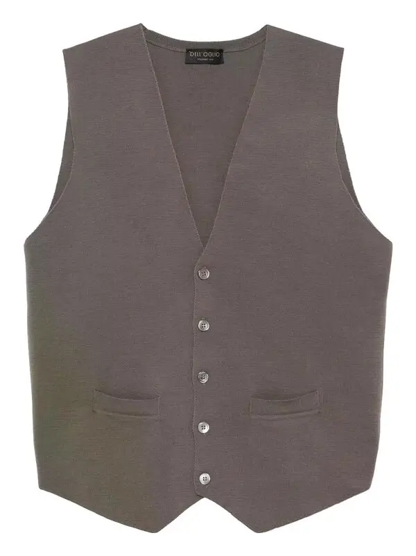 DELL'OGLIO Fine-knit Merino Wool Vest - Grey