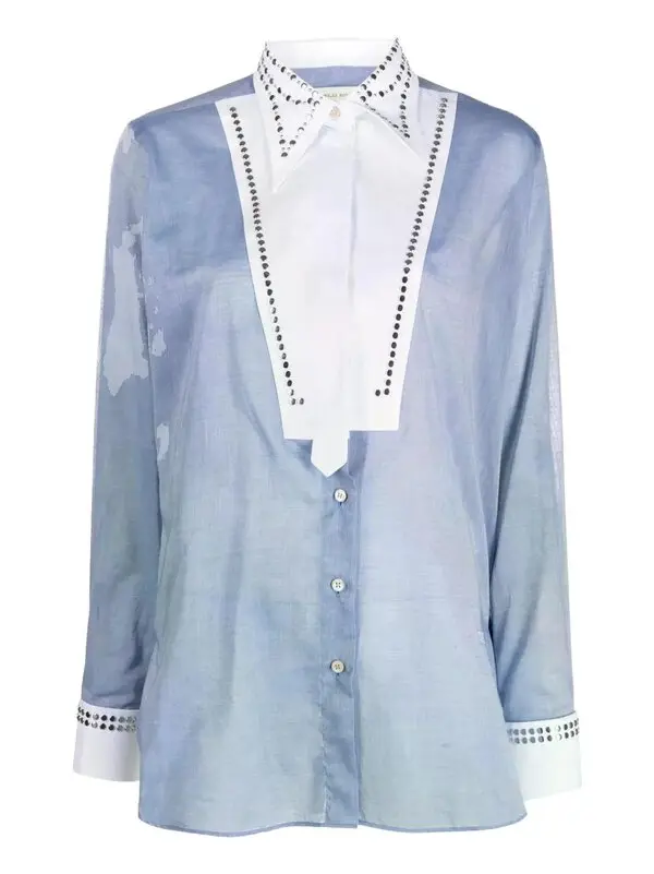 WALES BONNER Stud-embellished Bib Shirt - Blue