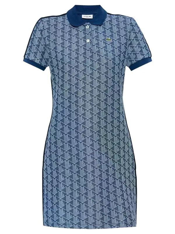 Lacoste Monogram-jacquard Polo Dress - Blue