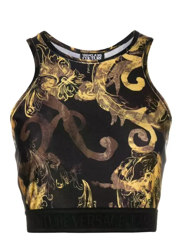 Versace Baroque-print Tank Top - Black