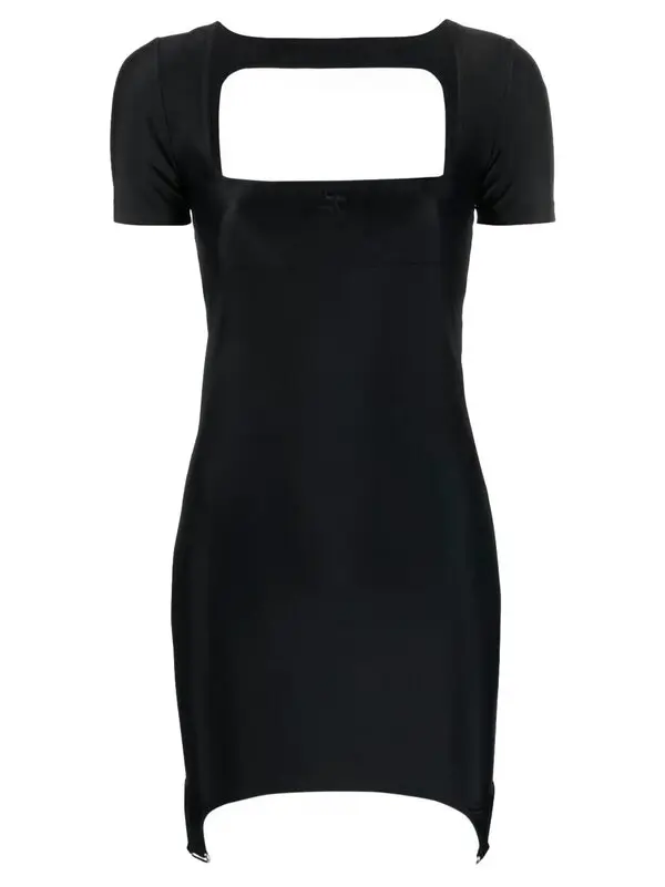 COURREGES Square-neck Cut-out Mini Dress - Black