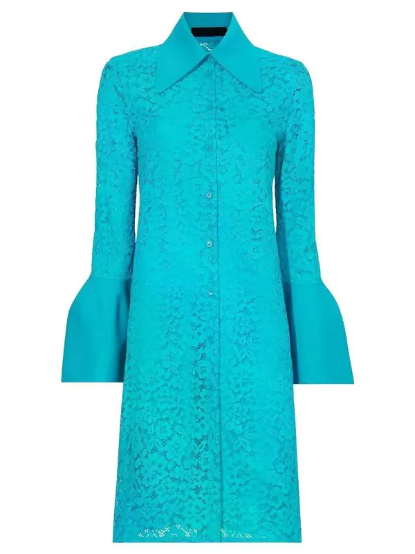 Proenza Schouler Floral Lace Shirtdress - Blue
