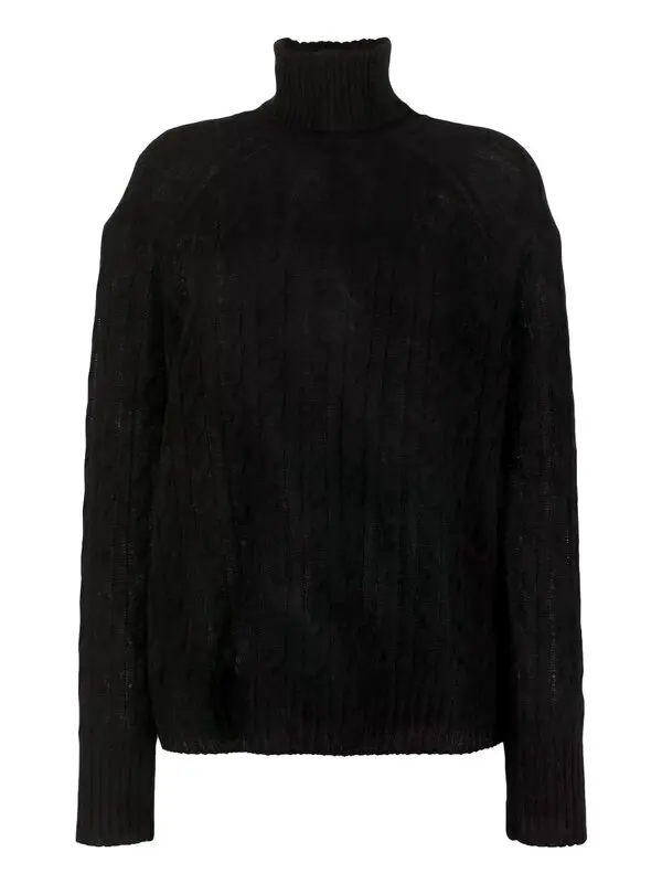 Etro Cable-knit Roll-neck Jumper - Black
