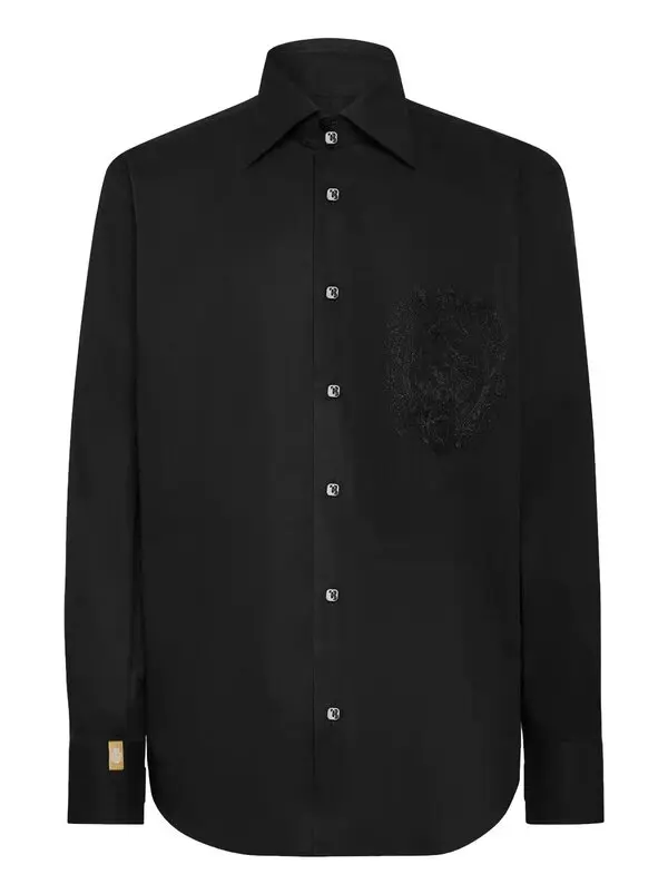 BILLIONAIRE Monogram-embroidered Shirt - Black