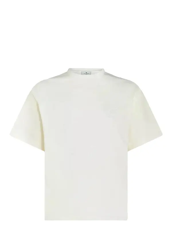 Etro Logo-embroidered Cotton T-shirt - Neutrals