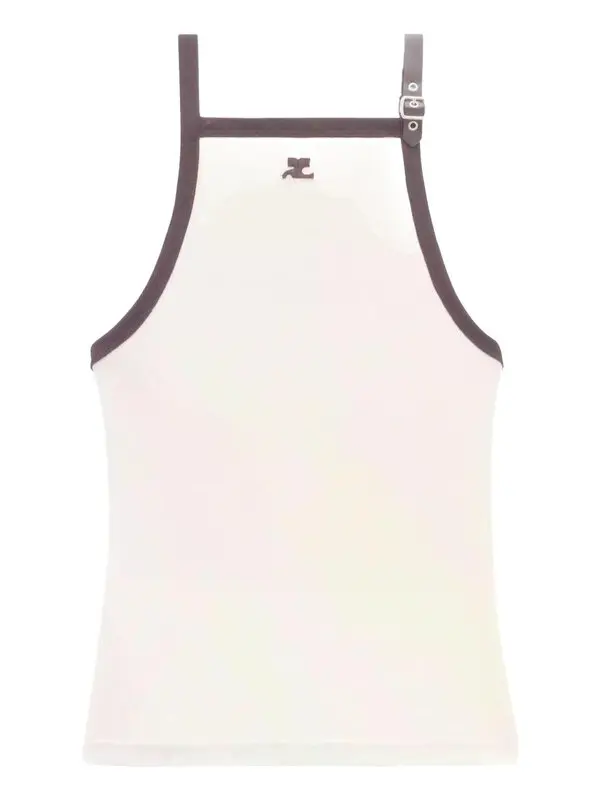 COURREGES Buckle-detail Cotton Tank Top - Neutrals