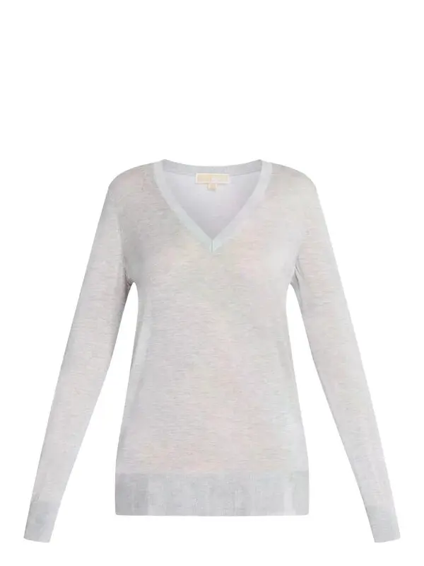 Michael Kors V-neck Sweater With Logo Plaque - Grey