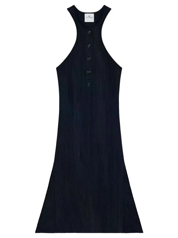 COURREGES Cotton Rib Knit Dress - Blue