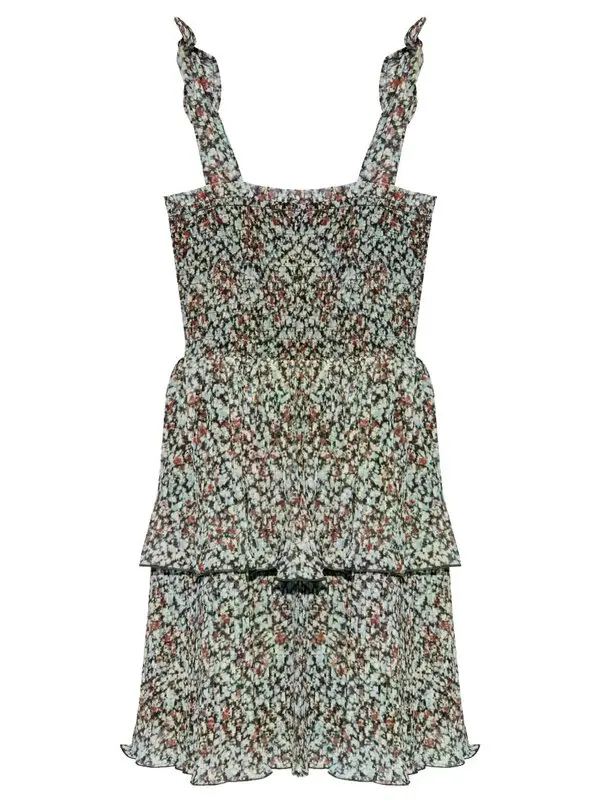 GANNI Printed Ruffled Mini Dress - Neutrals