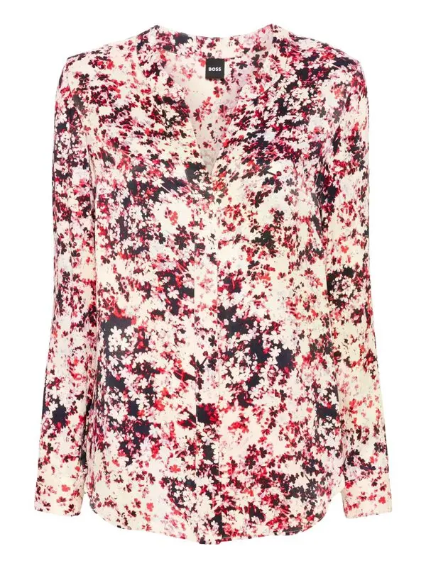 BOSS Floral-print Satin Shirt - Neutrals