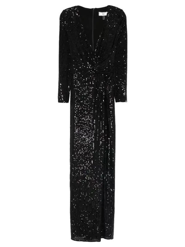 NISSA Sequin Embellished Maxi Dress - Black