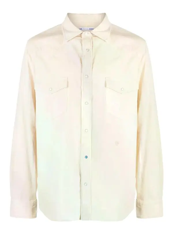 Jacob Cohen Logo-embroidery Corduroy Cotton Shirt - Neutrals