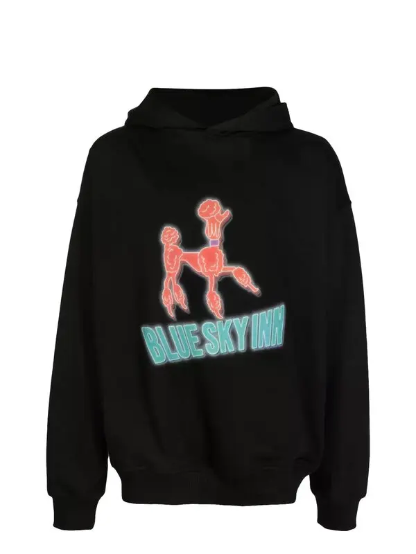 BLUE SKY INN Logo-print Cotton Hoodie - Black