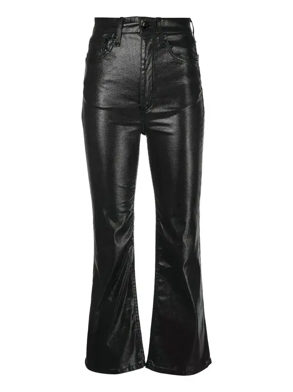 Rag & Bone Coated Flared Cropped Jeans - Black
