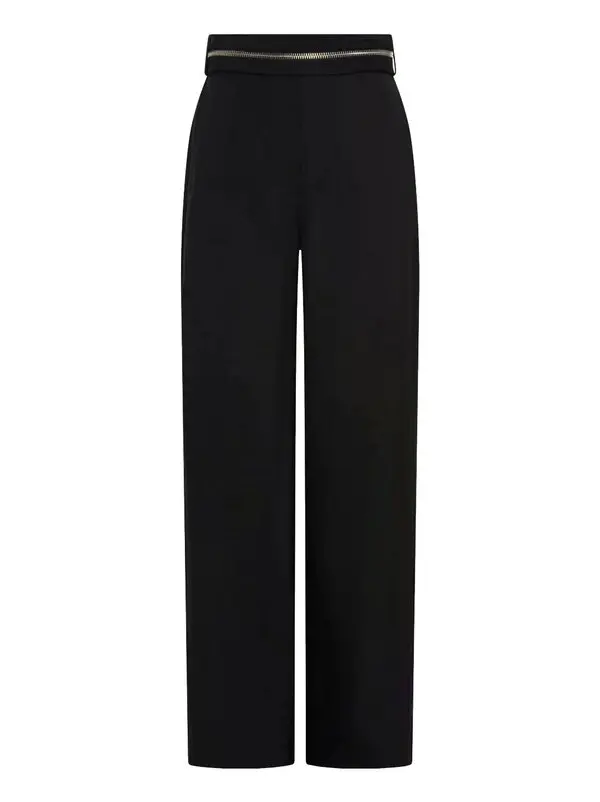 DION LEE Zipped Wool Straight-leg Trousers - Black