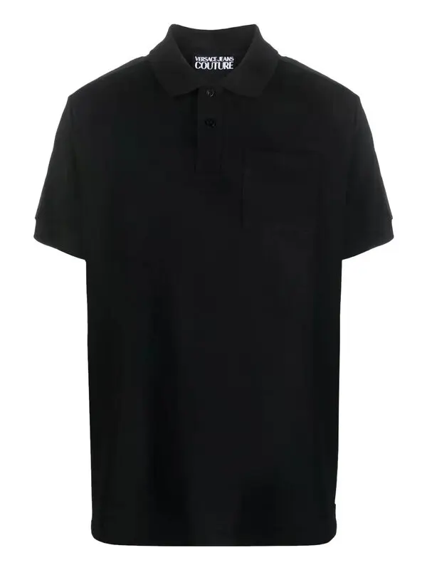 Versace Logo-tape Cotton Polo Shirt - Black