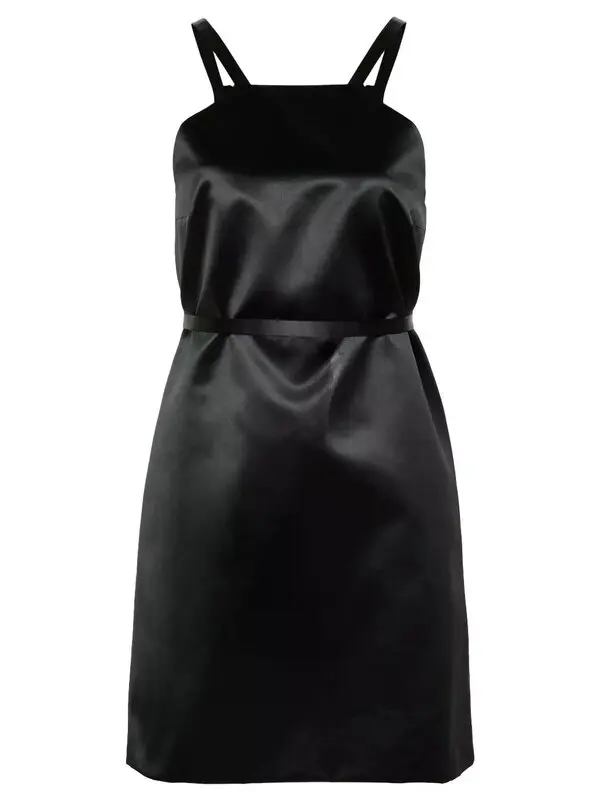 PATOU Belted Satin Mini Dress - Black