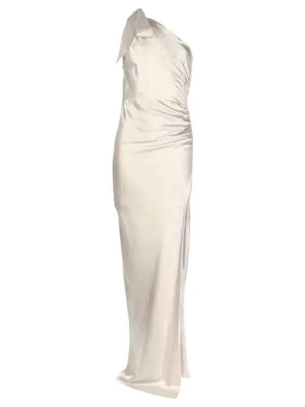 Michelle Mason Asymmetric Silk Maxi Gown - Neutrals