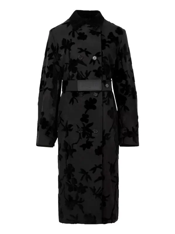 Ports 1961 Floral-print Trench Coat - Black